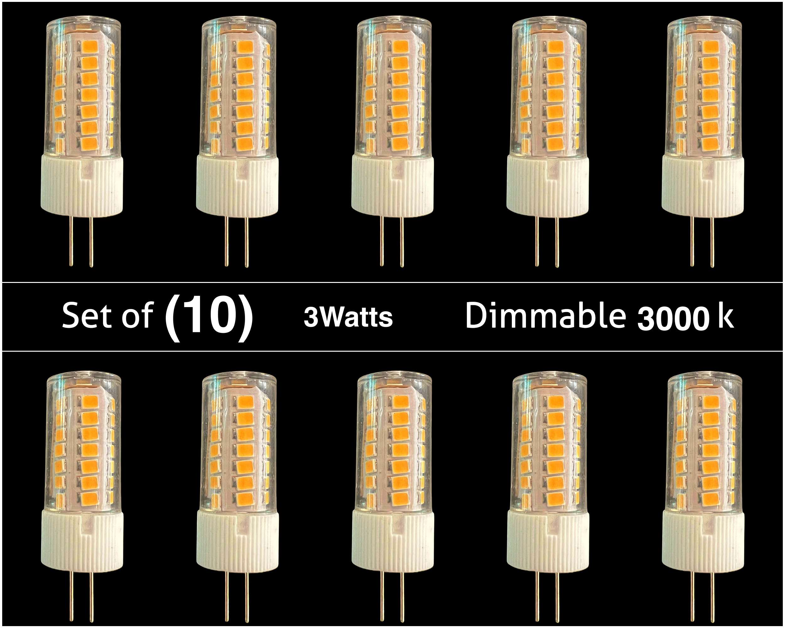 10 Pack 3W G4 LED Bi-Pin Bulbs Dimmable 3000K Soft White 110V – US ...