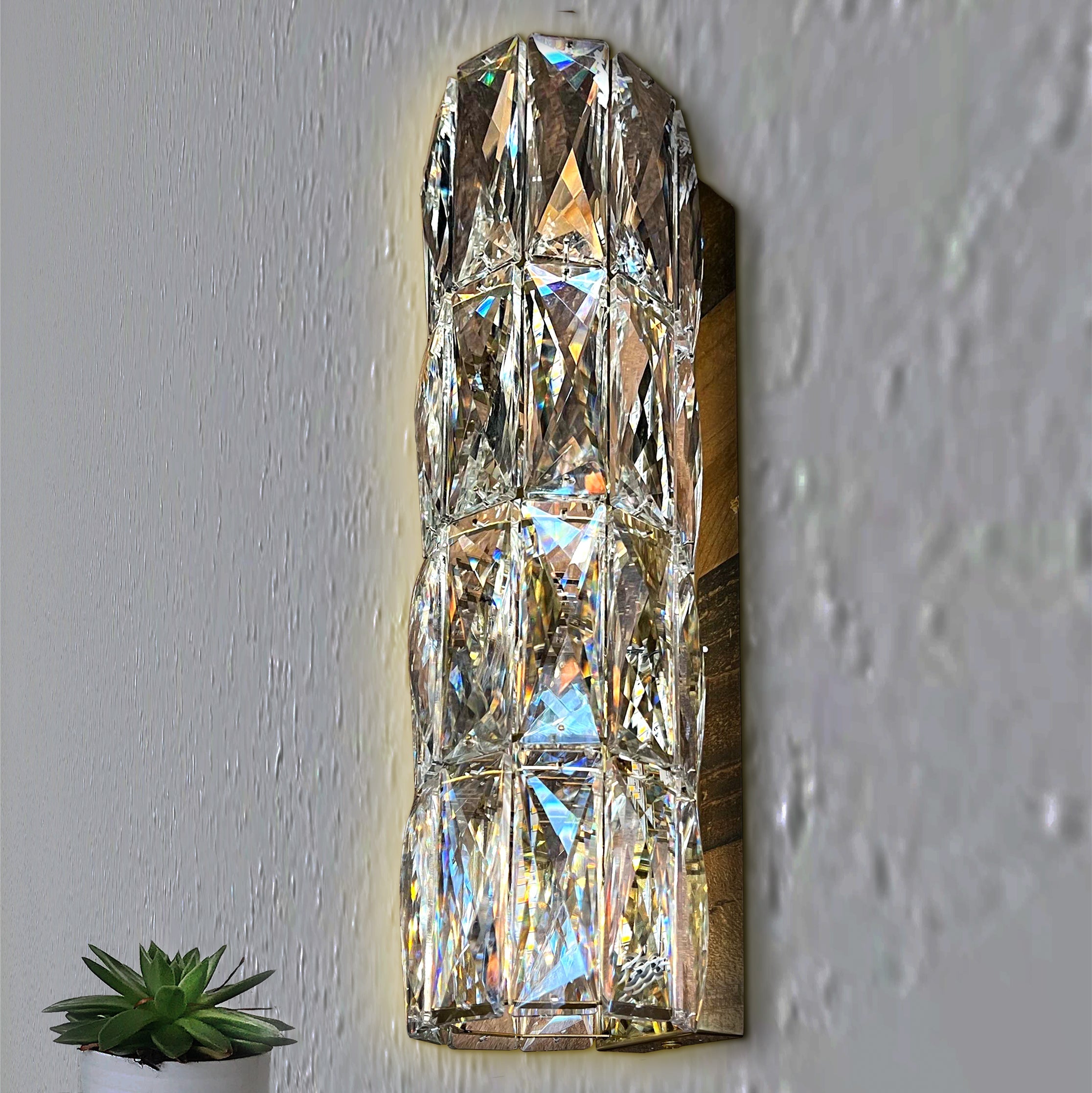 Gold Slim Crystal LED Wall Sconce – Vertical Modern Lighting – US ...